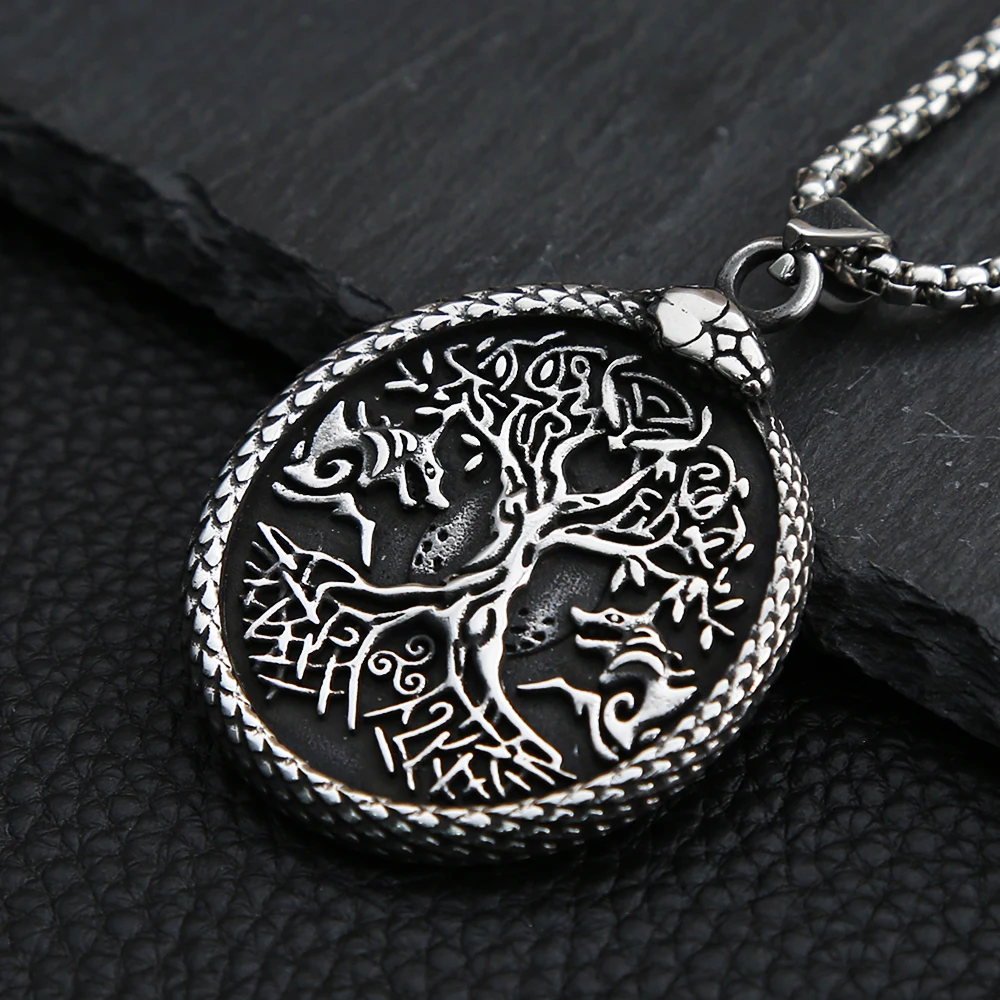 Vintage-Viking-Wolf-Tree-Of-Life-Necklace-For-Men-Stainless-Steel ...