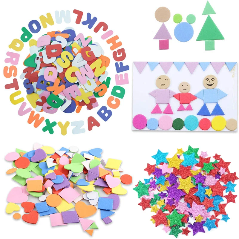 Self-Adhesive-Mini-Geometry-Shape-EVA-Foam-Stickers-Kids-DIY-Art-Craft ...