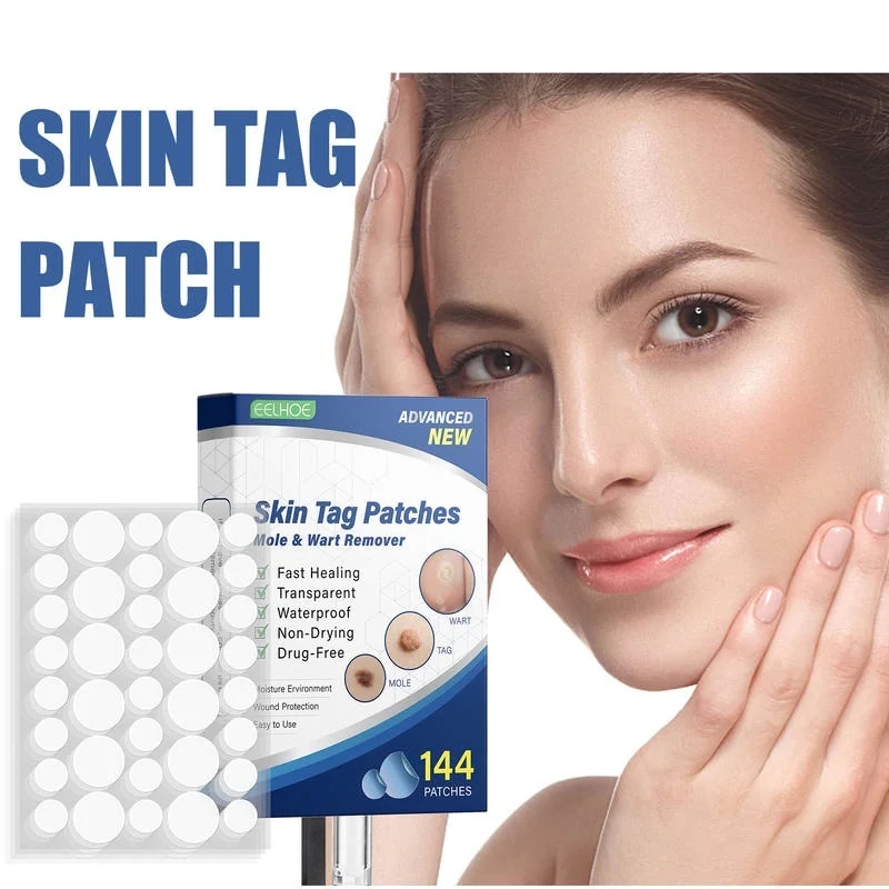 144PCS Acne Patch Waterproof Wart Remover Patch Skin Tag Removal ...