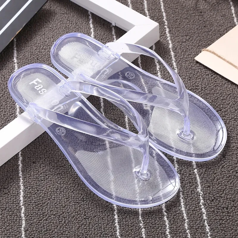 Summer Beach Flat Clear Flip Flops Girls Transparent Slippers Female ...