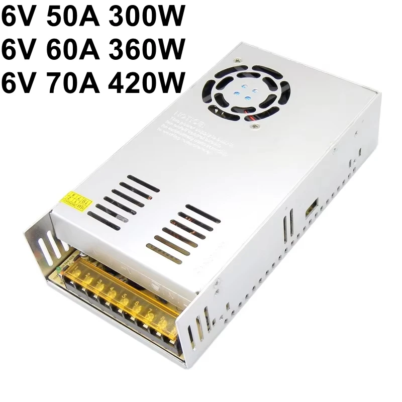 DC 6V 50A 60A 70A Regulated Switching Power Supply 300W 360W 420W AC/DC ...