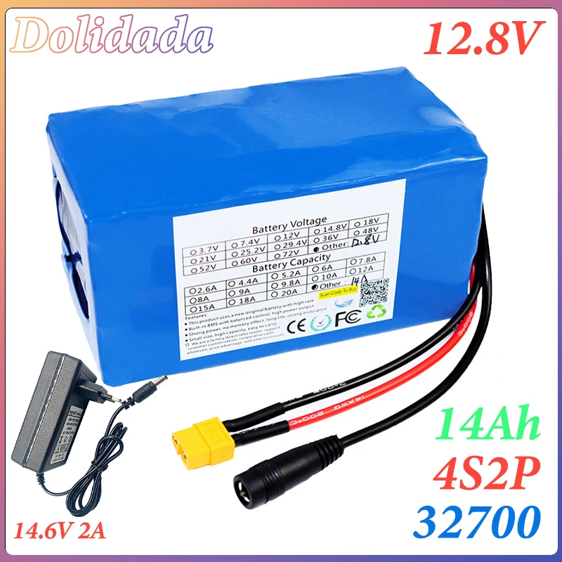 Paquete de batería Lifepo4 de 12,8 V, 14Ah, 32700, 4S2P, 12V, BMS ...