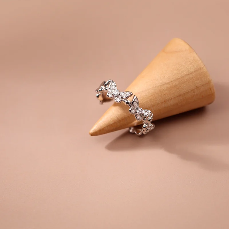 925-Sterling-Silver-Diamond-Shiny-Butterfly-Cool-Resizable-Opening-Ring ...