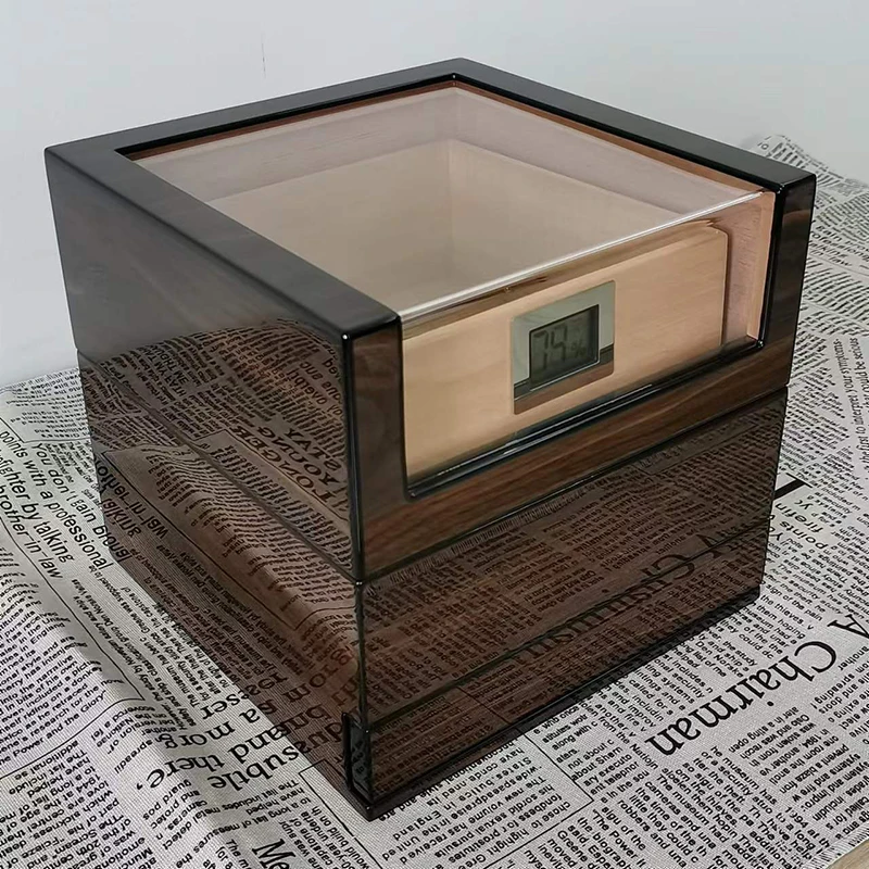 Luxury Cigar Humidor Cedar Wood Box Cigar Cabinet Hygrometer Humidifier ...