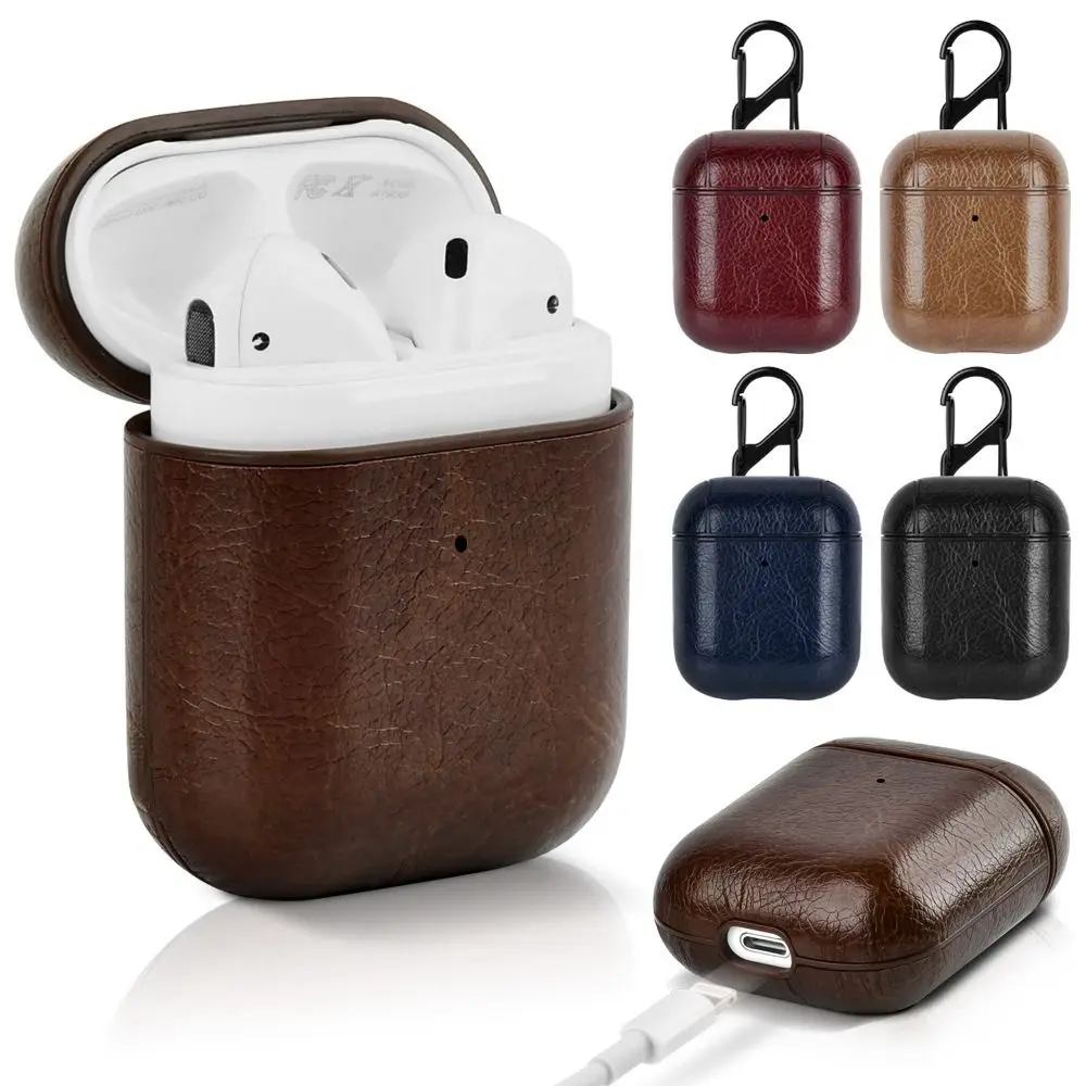 PU Leather Earphone Case for AirPods 1/2 Gen Earbuds Cover Wireless ...