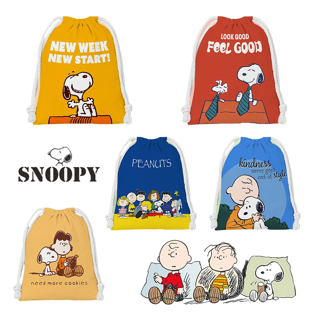 Snoopy-Drawstring-Cartoon-Anime-Small-Cloth-Bag-Student-Miscellaneous ...