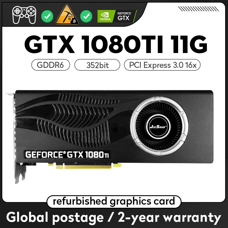 JIESHUO GTX1080TI 11G Turbo Video Graphics Card GDDR6 NVIDIA GPU GTX 1080ti 11gb Supports ...