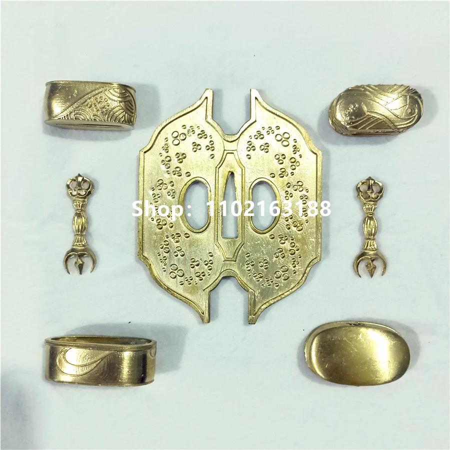 A Set Copper Soild Brass Handguard Tsuba Guard Fuchi Kashira Menuki ...