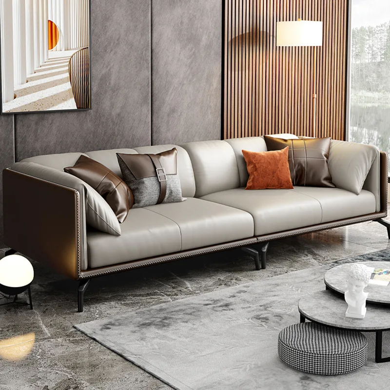 Italian-Minimalist-Leather-Sofa-Nordic-Living-Room-Straight-Row-Three ...