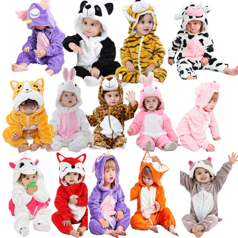 Cute-Cartoon-Flannel-Baby-Rompers-Stitch-Rabbit-Dino-Pajamas-Cotton ...