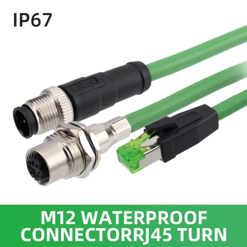 M12-4Pin-D-Code-to-RJ45-Connector-Wire-Profinet-EtherCat-Network-Cable ...