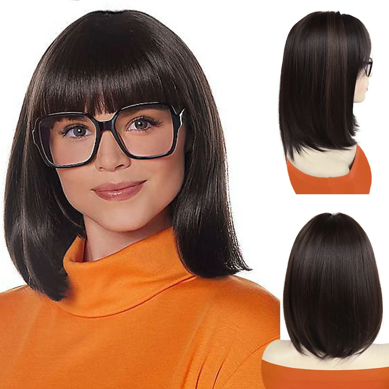 Synthetic Brown Bob Wig Velma Wigs Glasses Velma For Adult Women Velma Synthetic Brown Bob Wig Velma Wigs Glasses Velma For Adult Women Velma