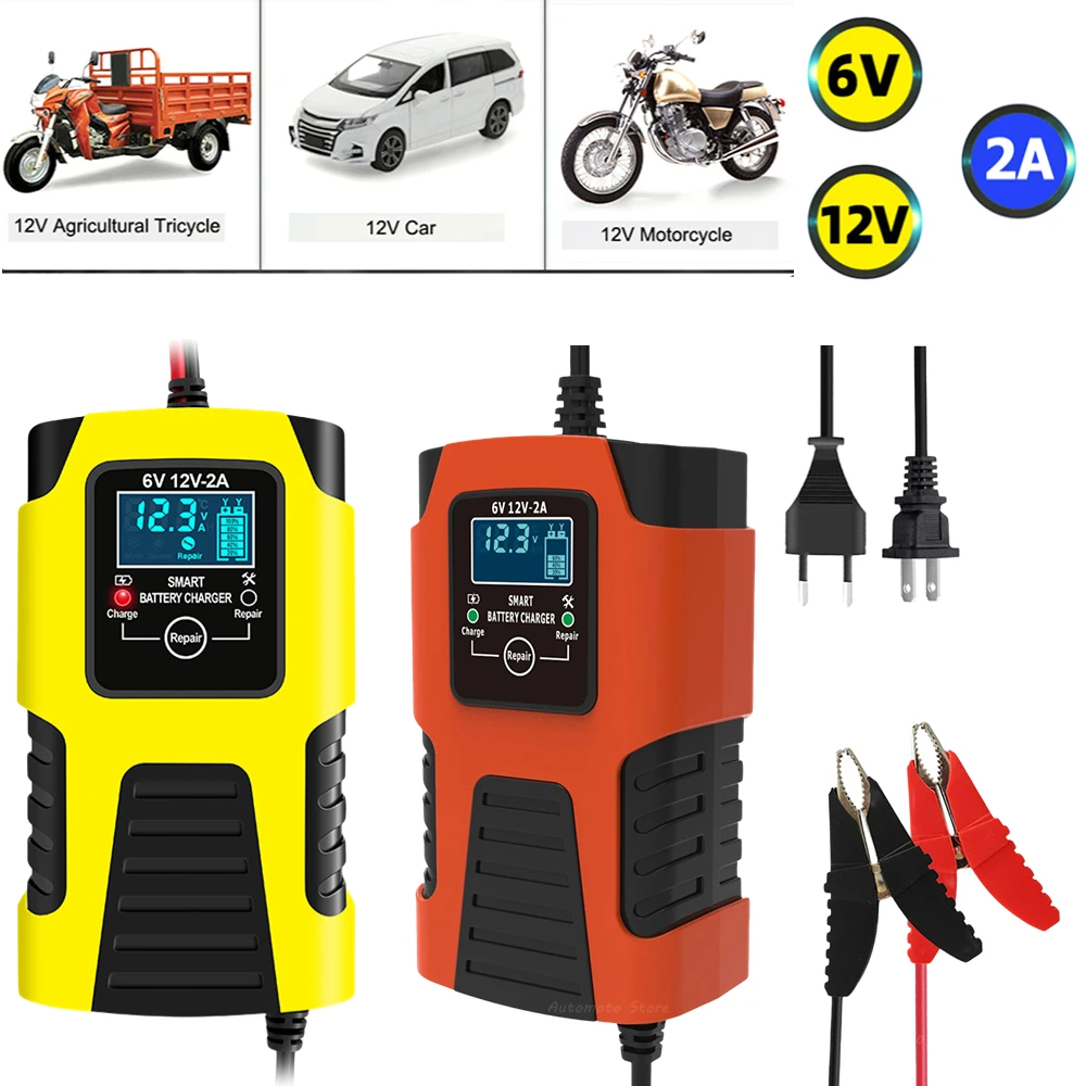 12-6V-2A-Motorcyle-Auto-Battery-Charger-Lead-Acid-GEL-AGM-Wet-Calcium ...