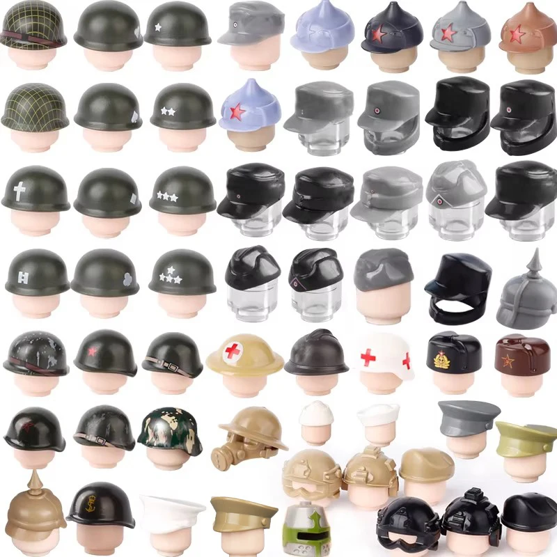 WW2 Military Army Soldier Officer Printed Hat Building Blocks Soviet ...