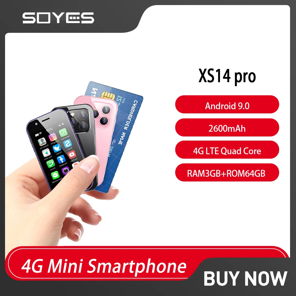 소예스 XS14 Pro 4G 미니 스마트폰 안드로이드 9.0 3GB+64GB 2600mAh 얼굴인식 3.0인치 소형 휴대폰 ...