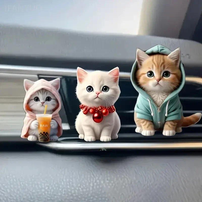 Car Outlet Vent Perfume Clips Cat Acrylic 2D Air Freshener Diffuser ...