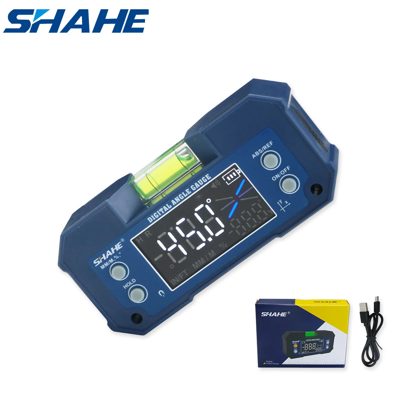 SHAHE Dual Axis Digital Protractor Inclinometer Rechargable Digital Angle Finder Level Box With ...