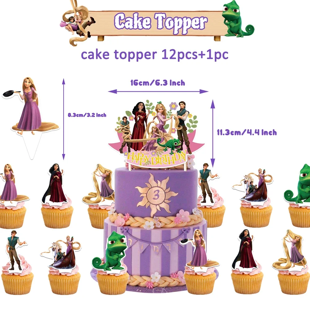 Juego de globos de princesa Rapunzel para fiesta de cumpleaños de niñas, vajilla, plato ...