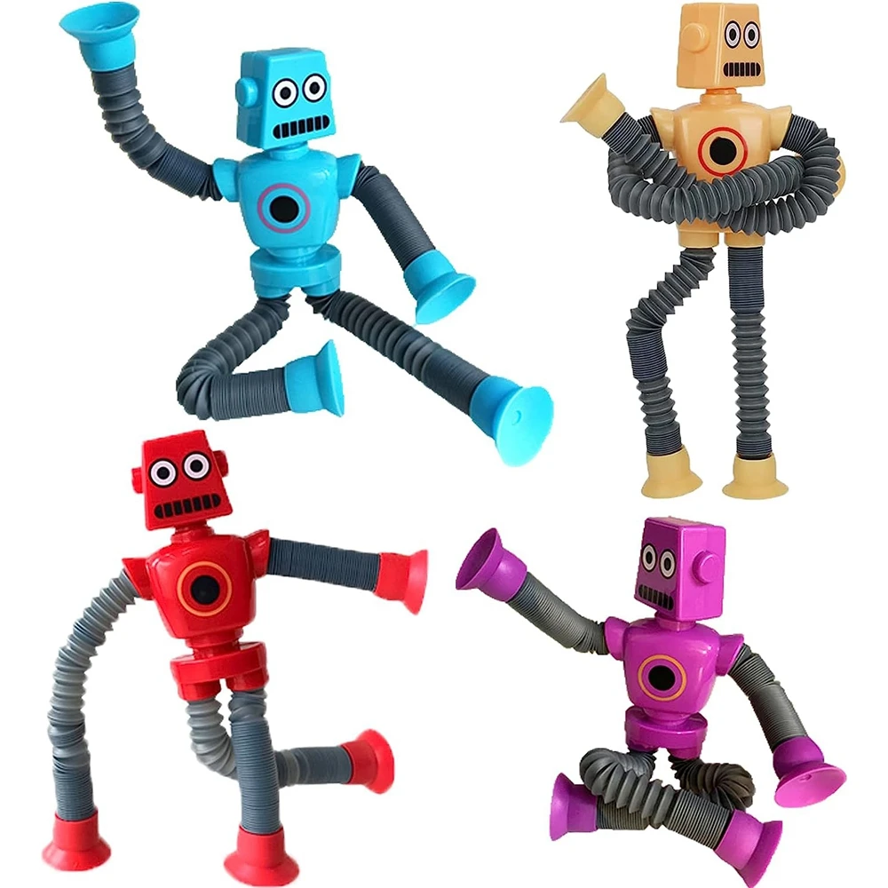 4Pcs Pop Tubes Fidget Toys Changing Telescopic Suction Cup Robot Stress ...