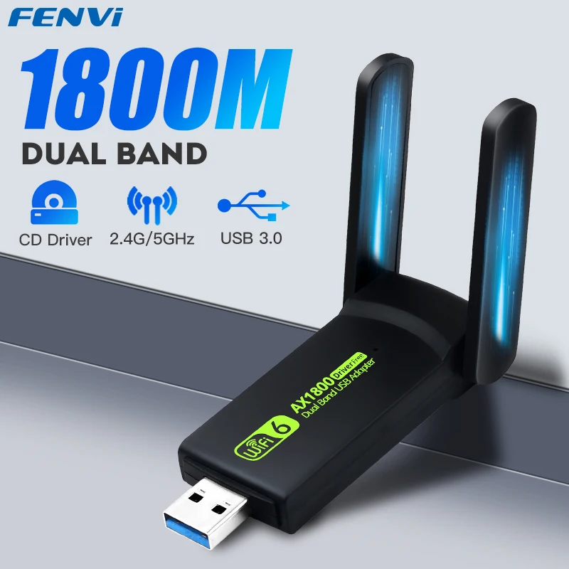 1800Mbps WiFi 6 USB 3.0 어댑터 802.11AX 듀얼 밴드 2.4G/5GHz 무선 Wi Fi 동글 네트워크 ...
