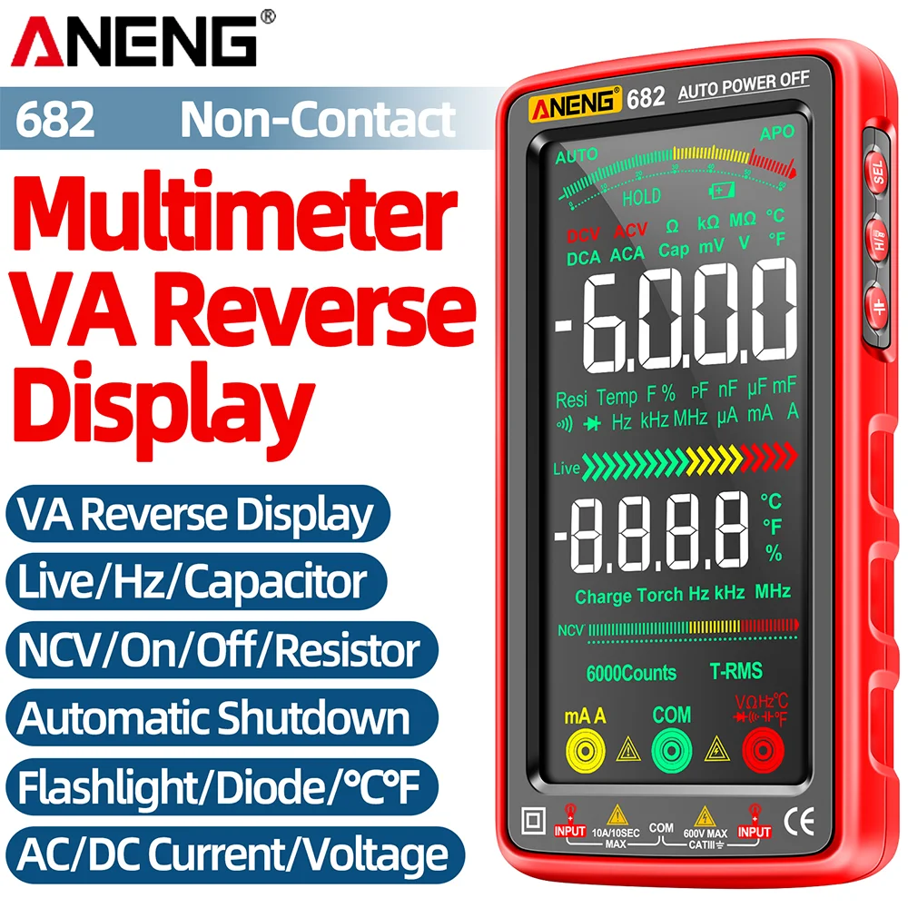 ANENG 682/681/683 6000 Counts LCD Digital Multimeter Smart Anti-burn ...