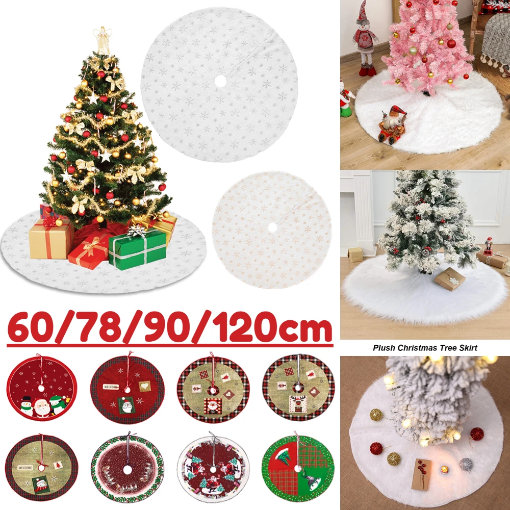60-120cm-Christmas-Tree-Skirt-White-Christmas-Tree-Carpet-Mat-Xmas-Tree ...