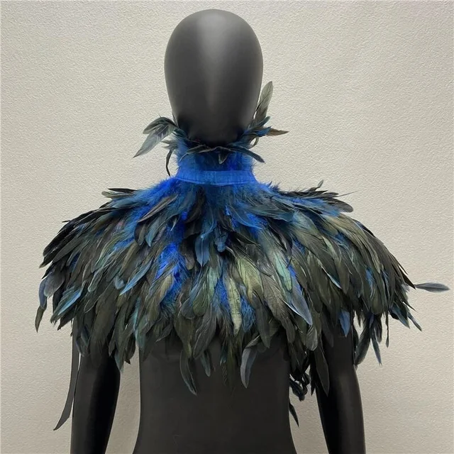 Shoulder Cape for Women Cloak Party Coat Feather Punk Gothic Coat Woman ...