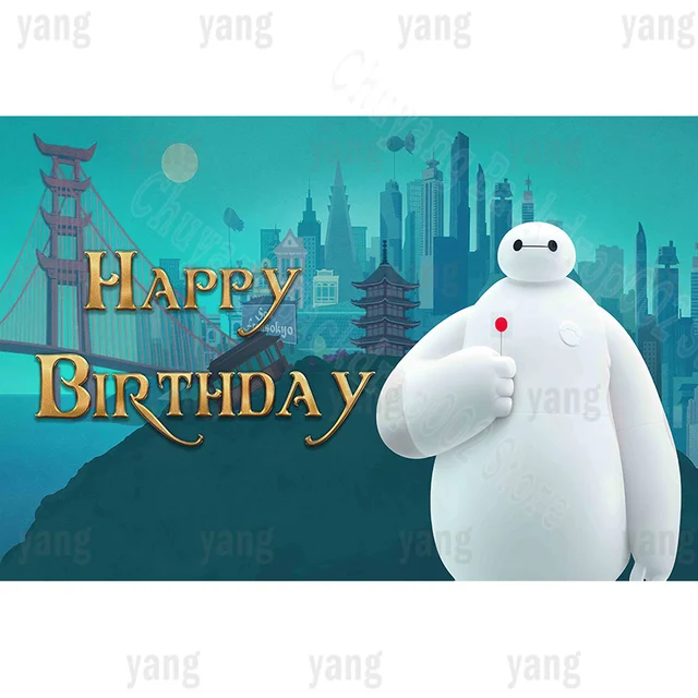 Disney Big Hero Baymax Brave Hiro Hamada Go Go Tomago Backdrop Boy ...