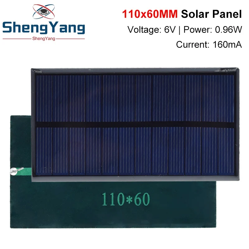 6v 160ma 0.96w Solar Panel 110x60mm Standard Epoxy Polycrystalline ...