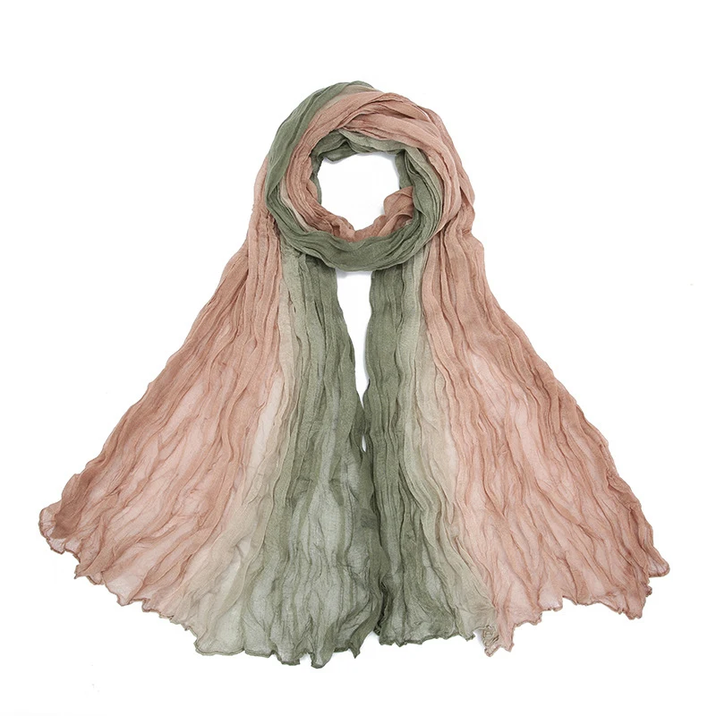 Gradient-Crumpled-Scarf-For-Women-Girls-Students-New-Thin-Patchwork ...