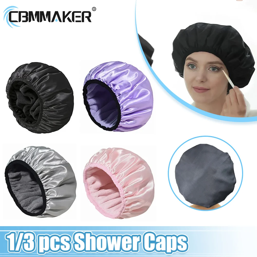Triple-Layer-Large-Shower-Cap-Reusable-Bath-Caps-Long-Thick-Hair ...