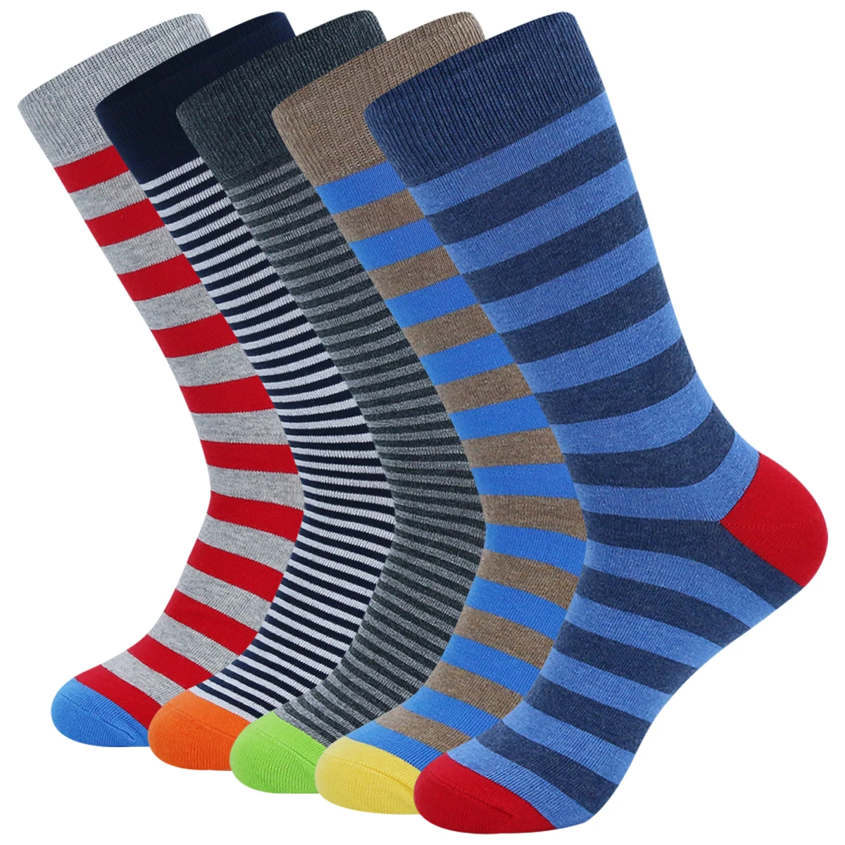 5Pairs-Mens-Fun-Dress-Socks-Pattern-Funny-Socks-Pack-Colorful-Striped ...