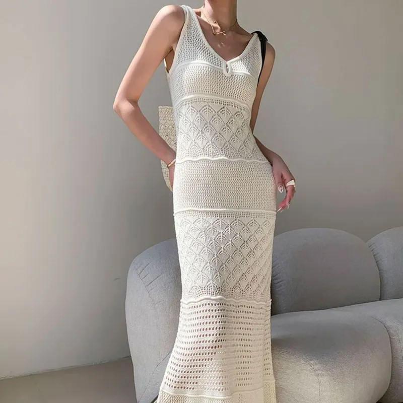 Female Clothing Slim Hollow Out Sundress Sleeveless Summer Thin Casual ...