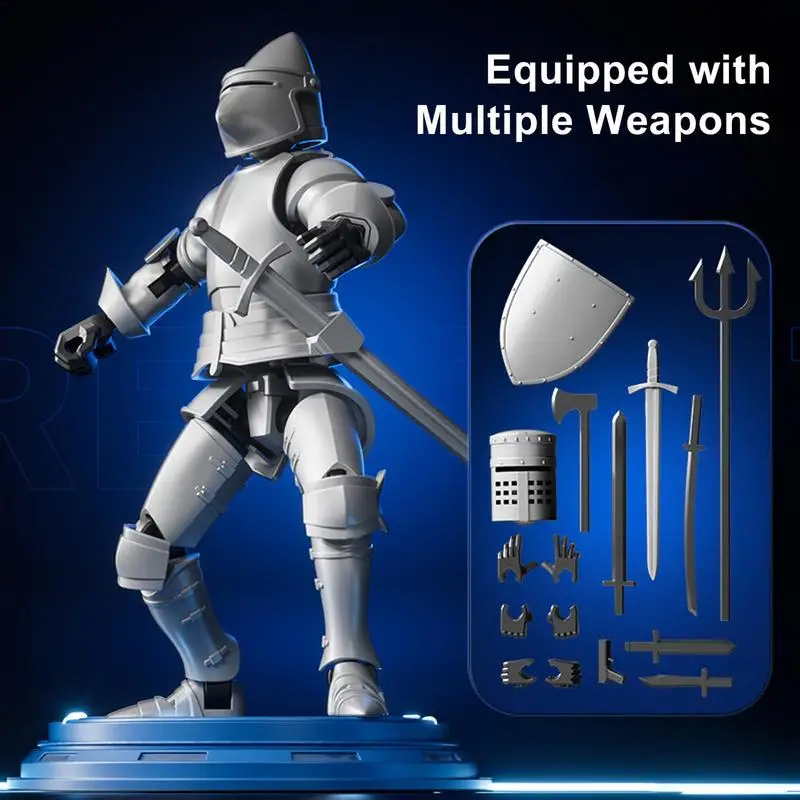 Medieval Knight Action Figures 3D Printed Mannequin Character Assembled ...