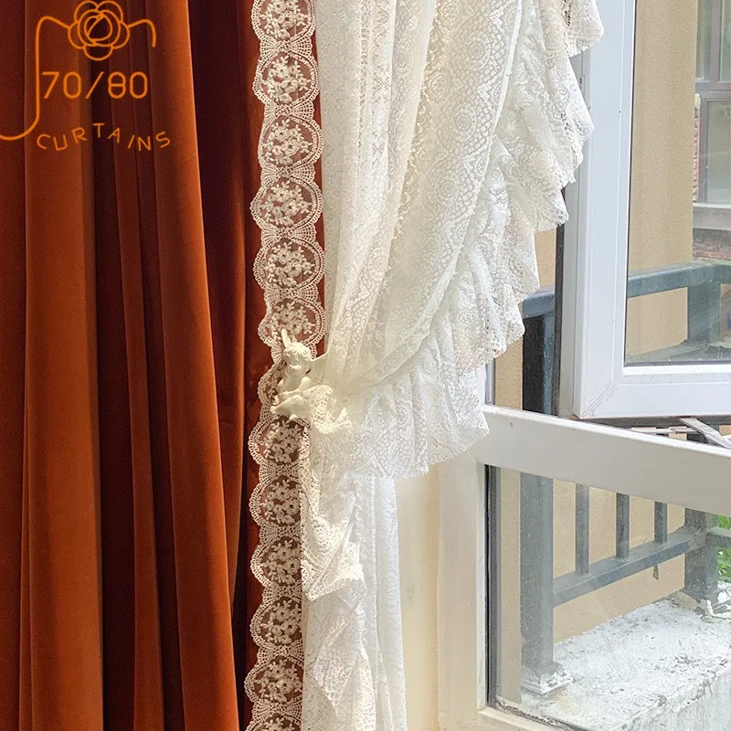2023-New-French-Retro-Caramel-Flannel-Curtains-for-Living-Room-Bedroom ...
