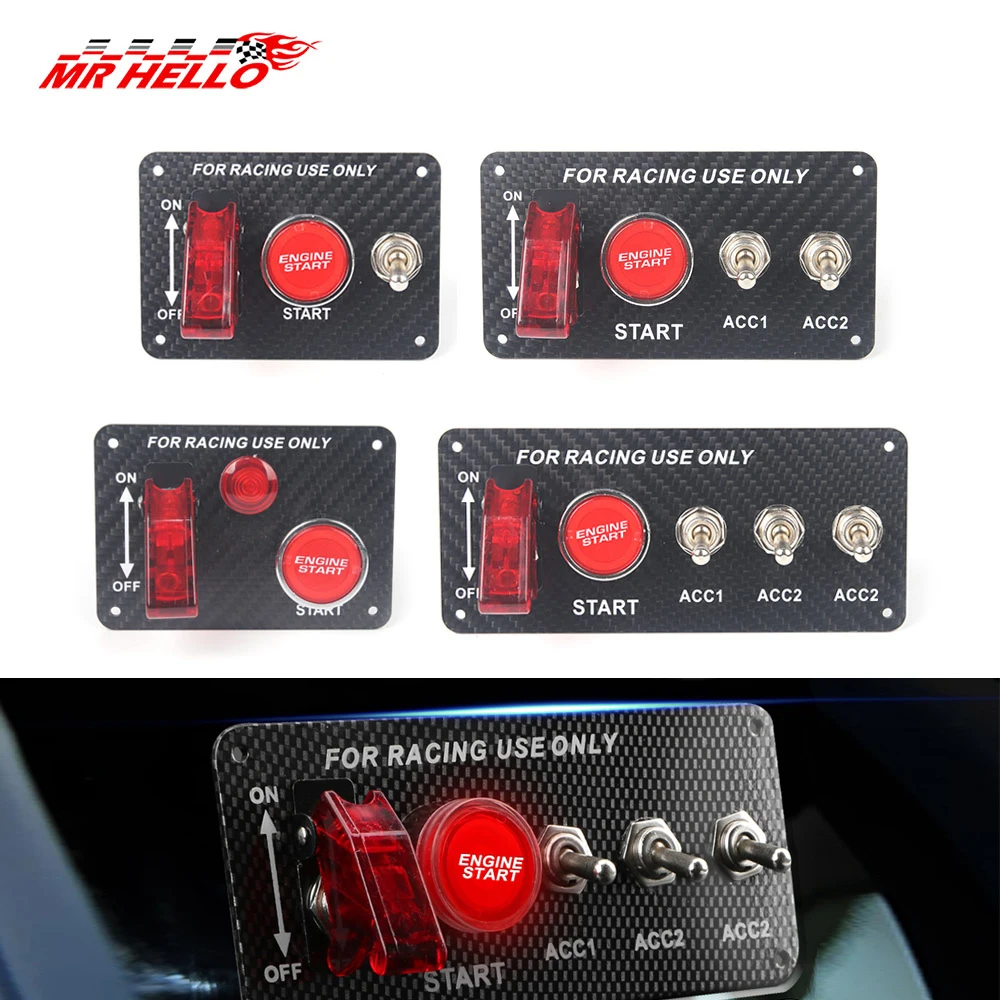 True-Carbon-Fiber-12V-Racing-Car-Ignition-Switch-Panel-Engine-Start ...