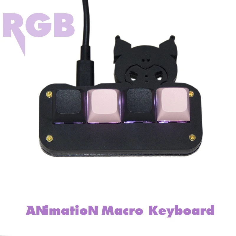 RGB Gaming Keyboard Mini 4Keys Cartoon Macropad Type C Wired ...