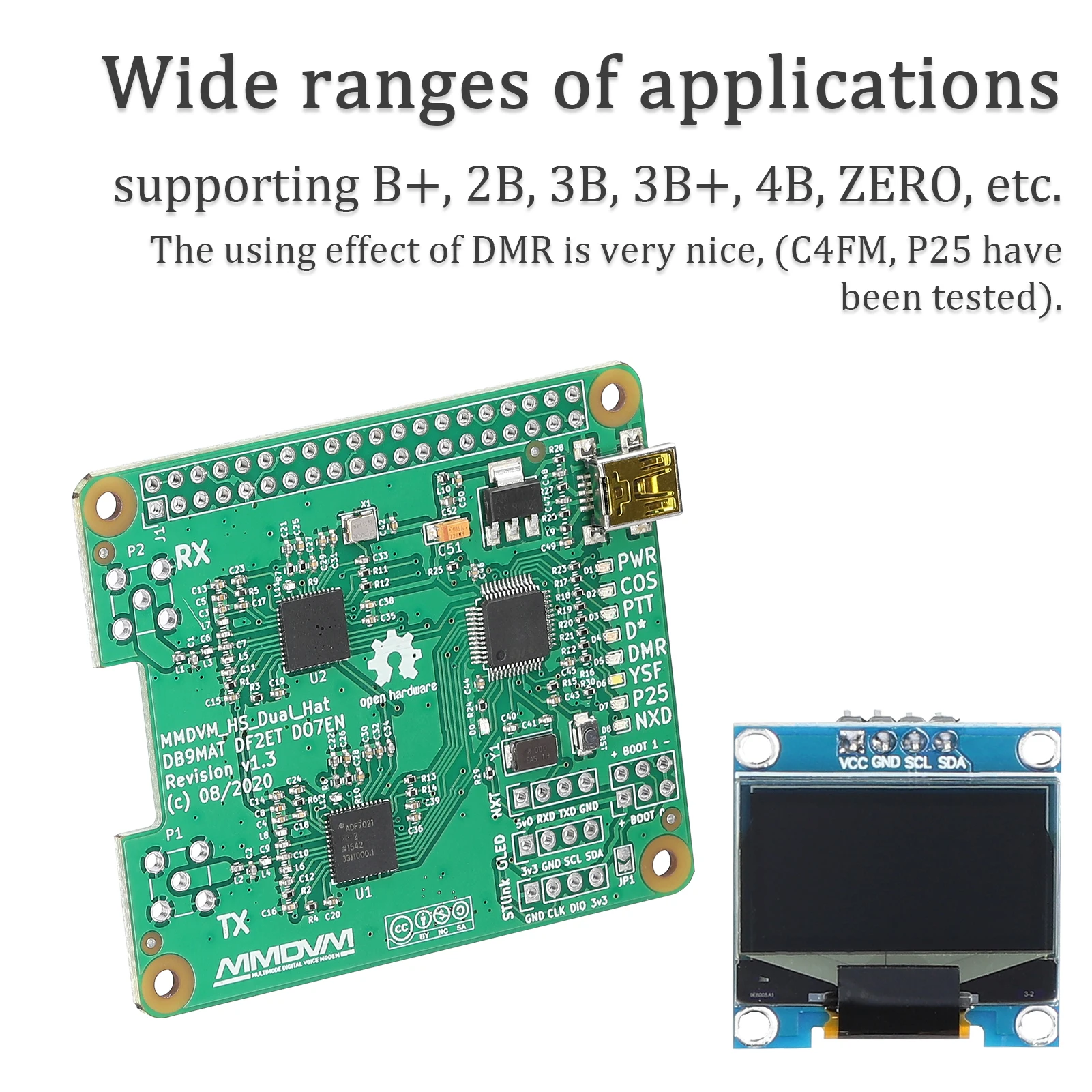 MMDVM Duplex Hotspot Board with OLED Display Support DMR P25 D Star Mini Relay Module Support ...