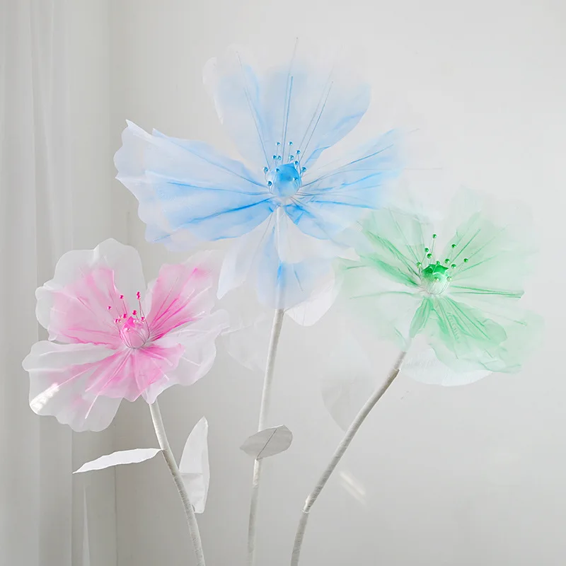 Huge-Artificial-Poppy-Gauze-Flowers-50-60-70cm-Fake-Floral-Fairy-Garden ...