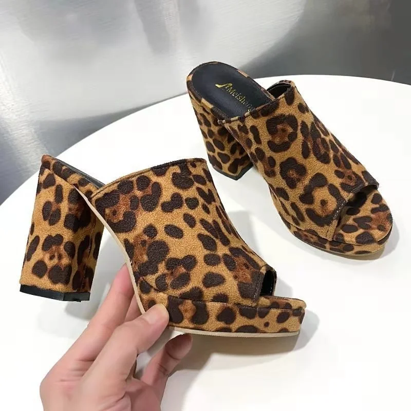 Elegant Women Slippers Fashion Leopard Print Platform Shoes Summer New ...
