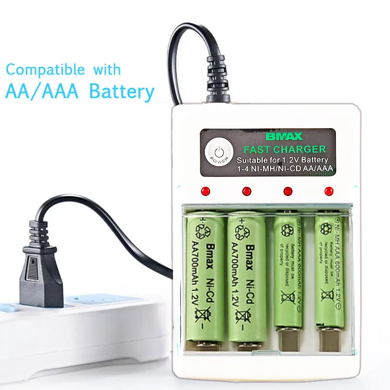 AA / AAA Battery Charger 2 4 Slots AC 110V 220V For NI-MH /NI-CD AA AAA ...