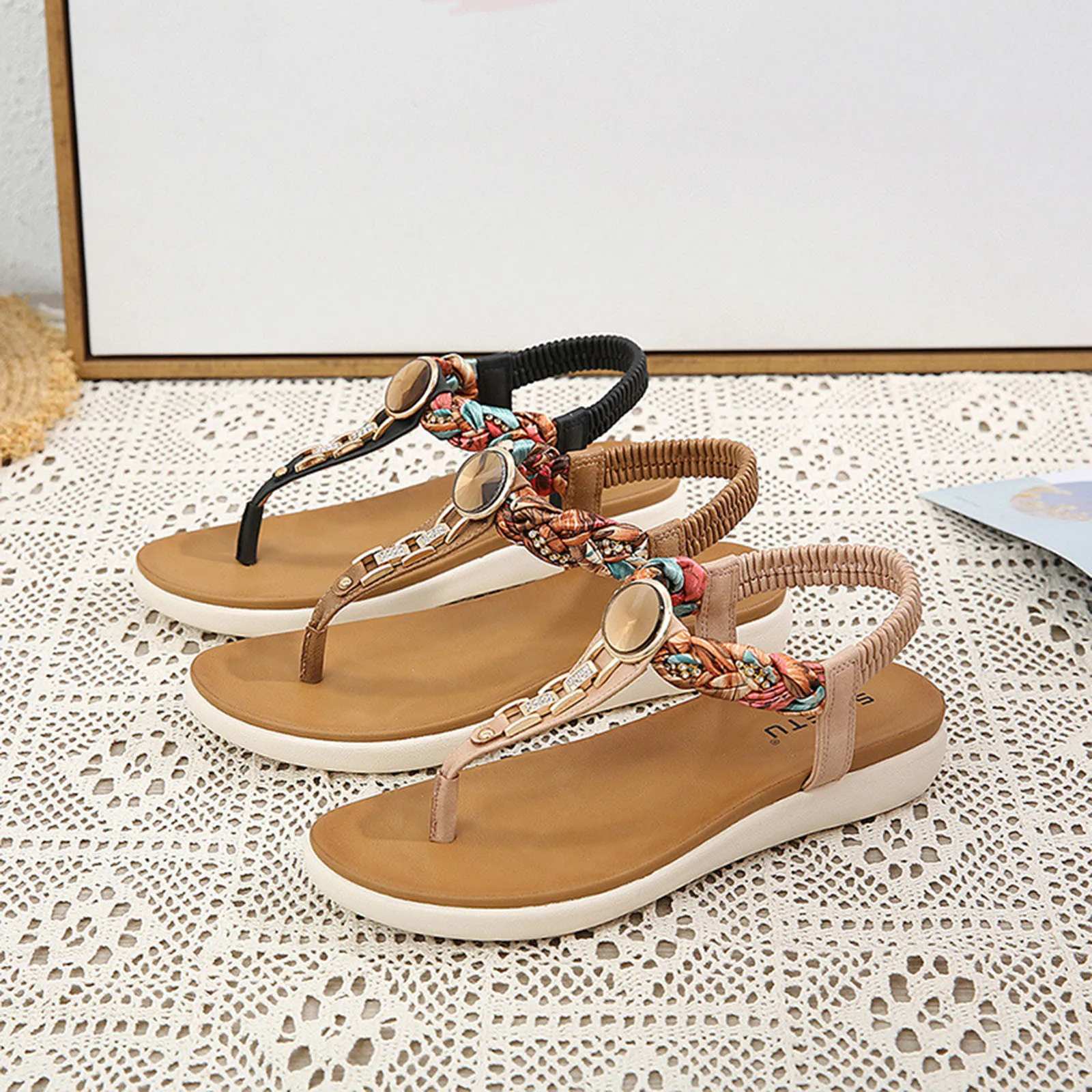 Women Sandals Bohemian Style Sandals Flat Womens Shoes Size 12 Wide ...