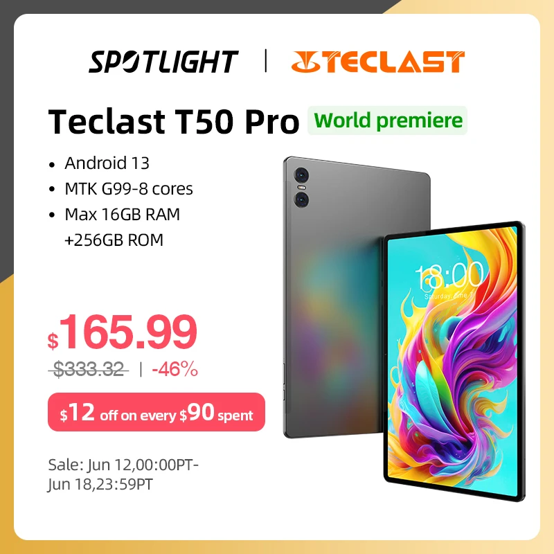 Teclast T50Pro 11 "2000x1200 Tablet MTKG99 Android 13 Max 16GB RAM ...