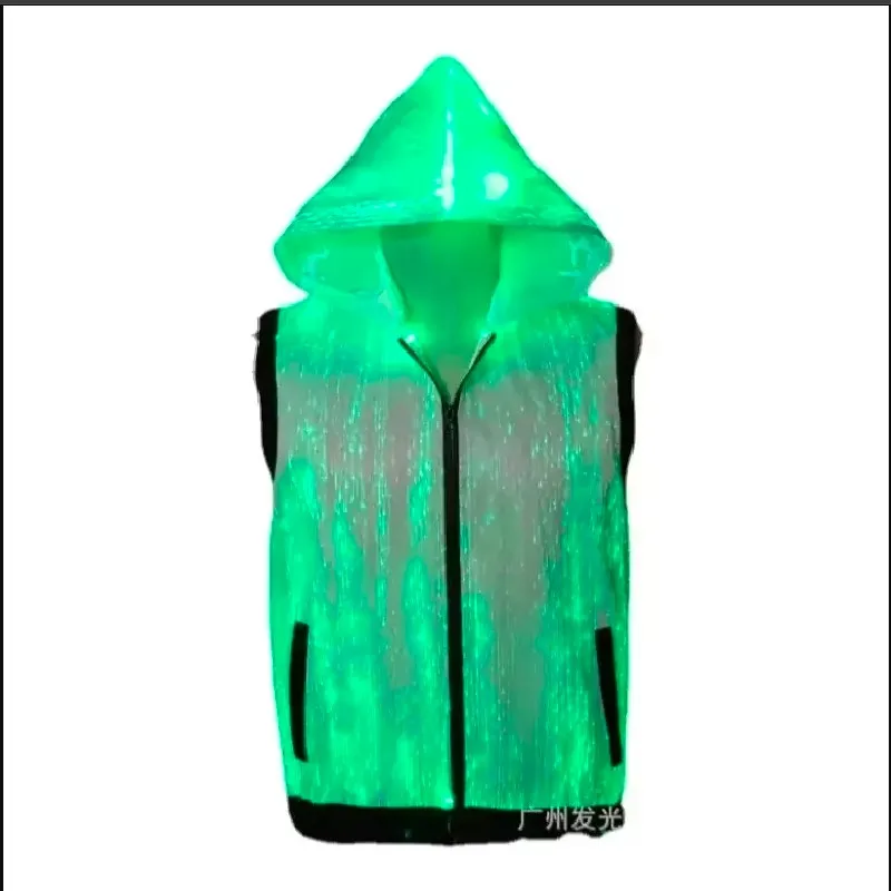 LED Optic Fiber Light Jacket Hoodie Luminous Nightclub DJ Stage ...