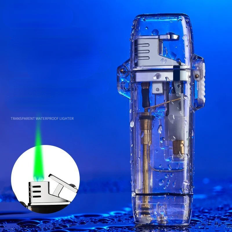 New-Transparent-Sealed-Waterproof-Green-Flame-Lighter-Gas-INS-Gradient ...