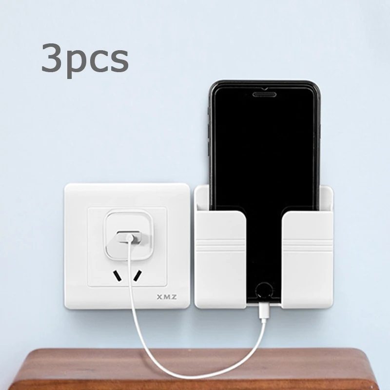 3pcs-Wall-Mount-Phone-Holder-White-Punch-Free-Wall-Mobile-Phones ...