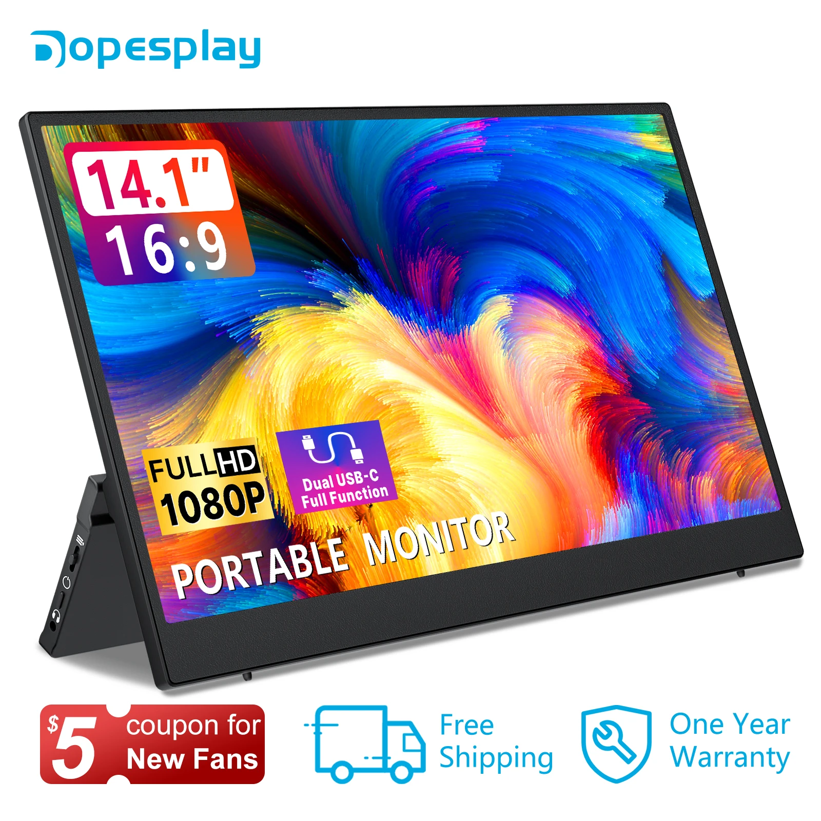 Opesplay-Monitor Portátil, 14.1 ", 1080P, FHD, USB-C, Laptop, IPS, HDR ...