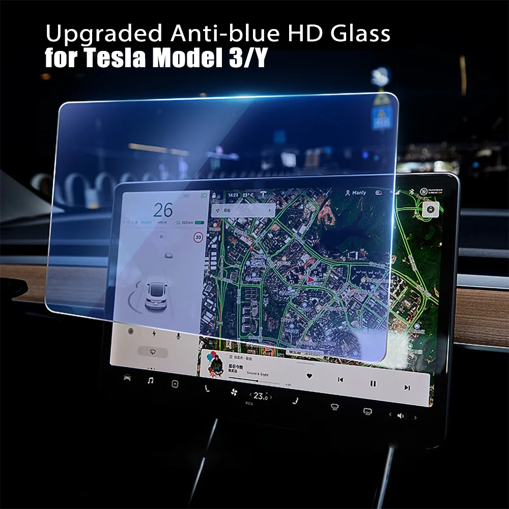 Tempered Glass for Tesla Model 3 Y Center Screen Navigation Protector ...