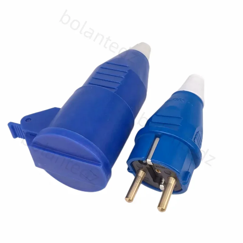 EU-European-Waterproof-IP54-2Pin-Electric-Power-Male-Plug-Female-Schuko ...