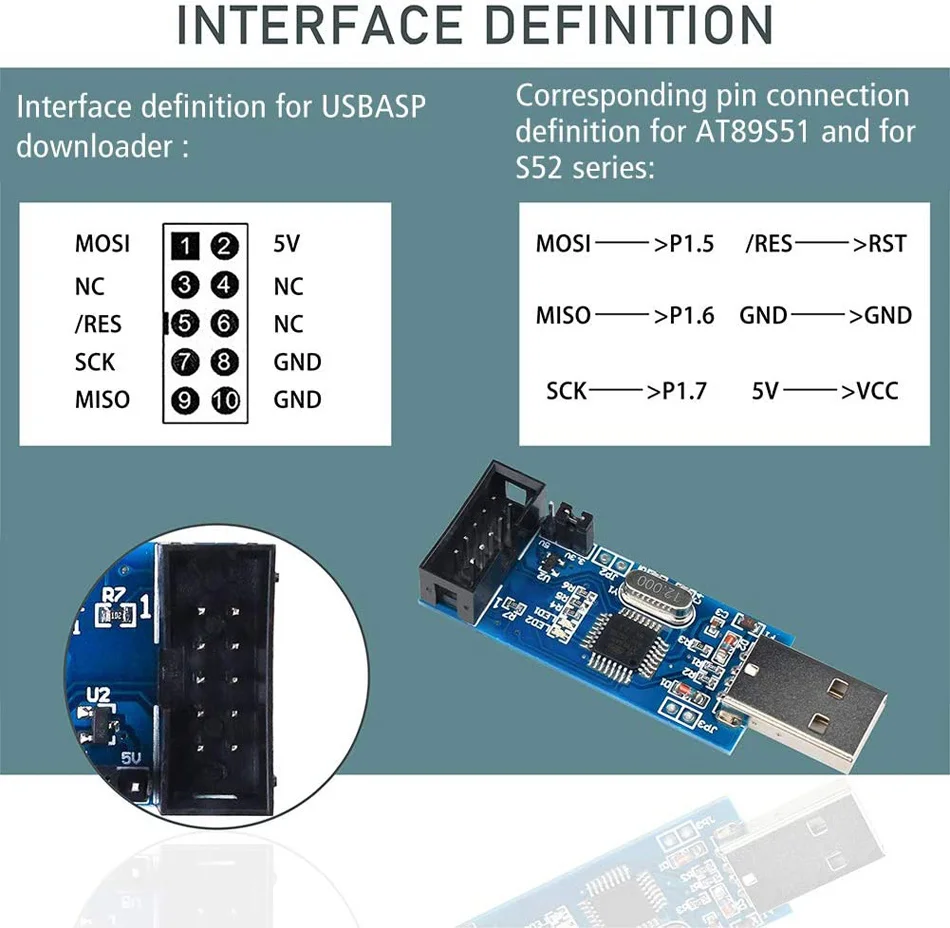 Programador Gravador Usb Isp Avr Asp Atmega8 Atmega128 Suporte Win7